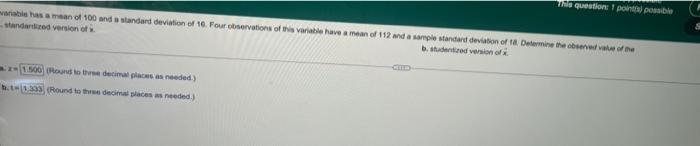Solved This question pont possible variable has a mean of | Chegg.com
