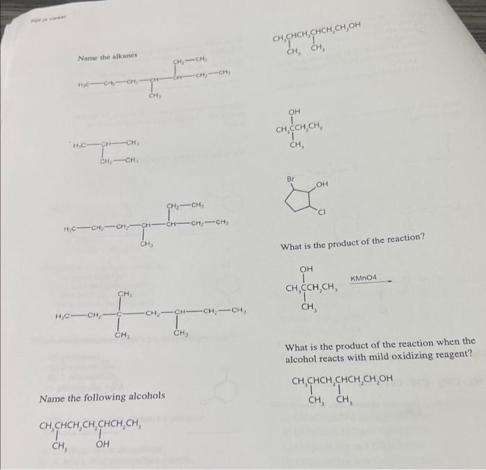 Solved Name the alkanes What is the product of the reaction? | Chegg.com