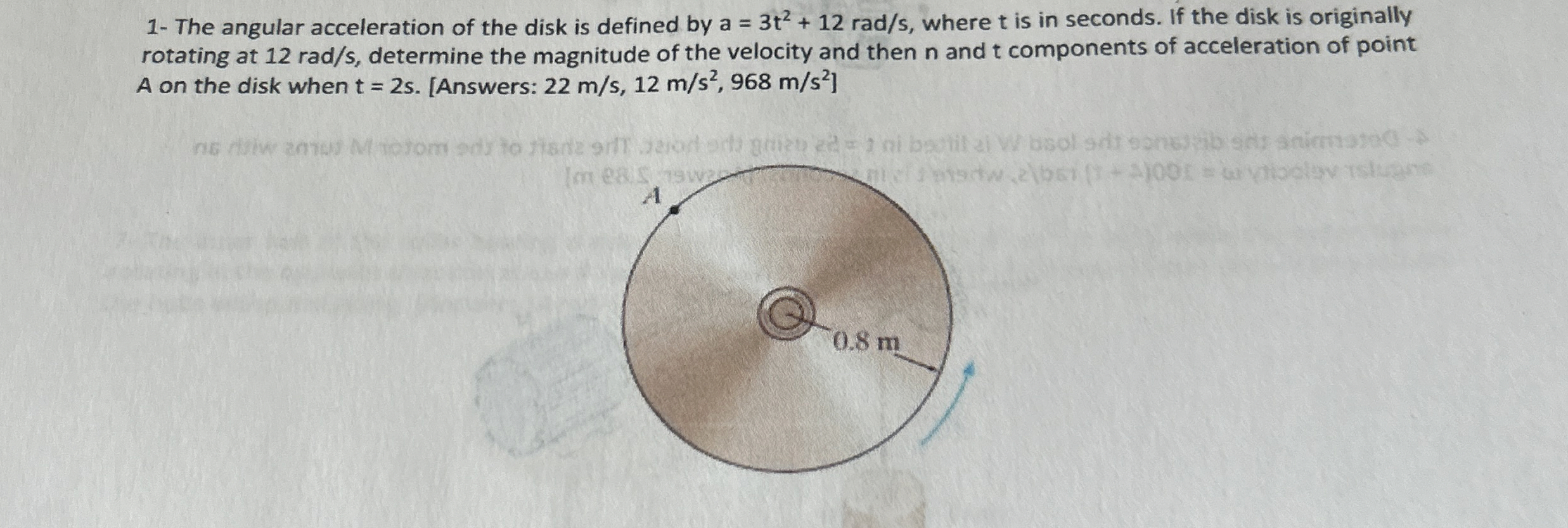 Solved 1- ﻿The angular acceleration of the disk is defined | Chegg.com
