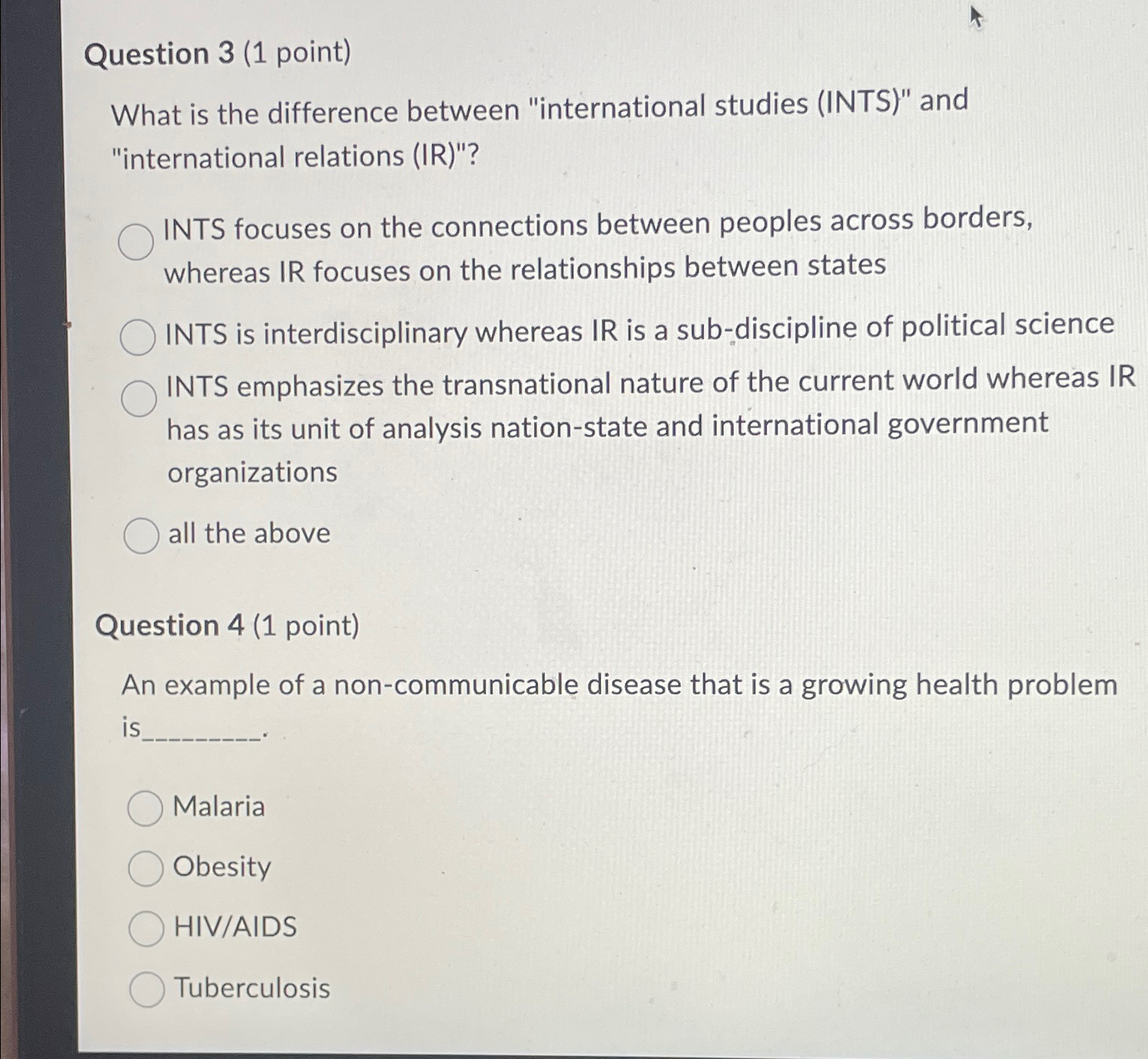 Solved Question 3 (1 ﻿point)What is the difference between | Chegg.com