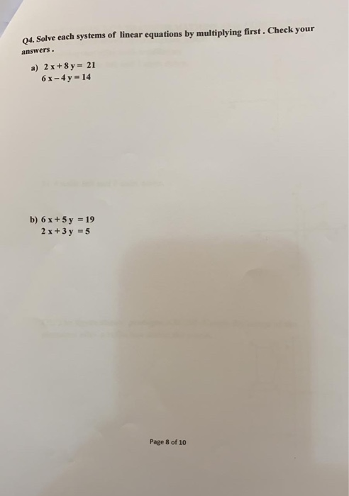 Solved Q4. Solve each systems of linear equations by | Chegg.com