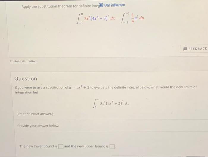 Solved Apply the substitution theorem for definite integ. | Chegg.com