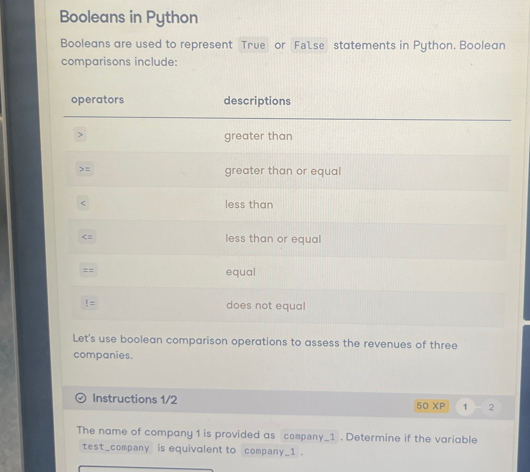 Solved Booleans in PythonBooleans are used to represent True | Chegg.com