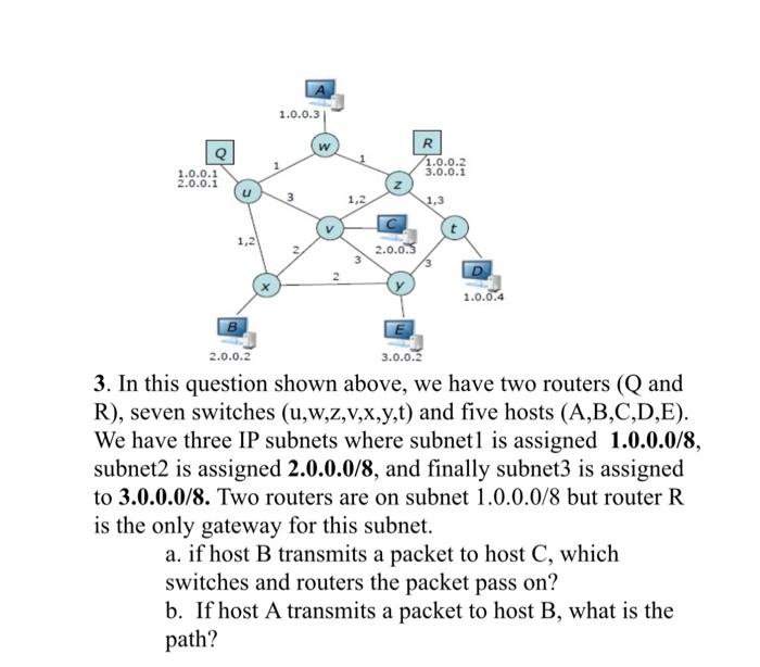 Solved 3. In this question shown above, we have two routers | Chegg.com