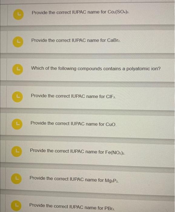 Solved Provide the correct IUPAC name for CO2(SO4) ? Provide | Chegg.com