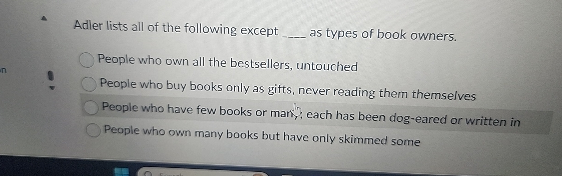 Solved Adler lists all of the following except as types of | Chegg.com