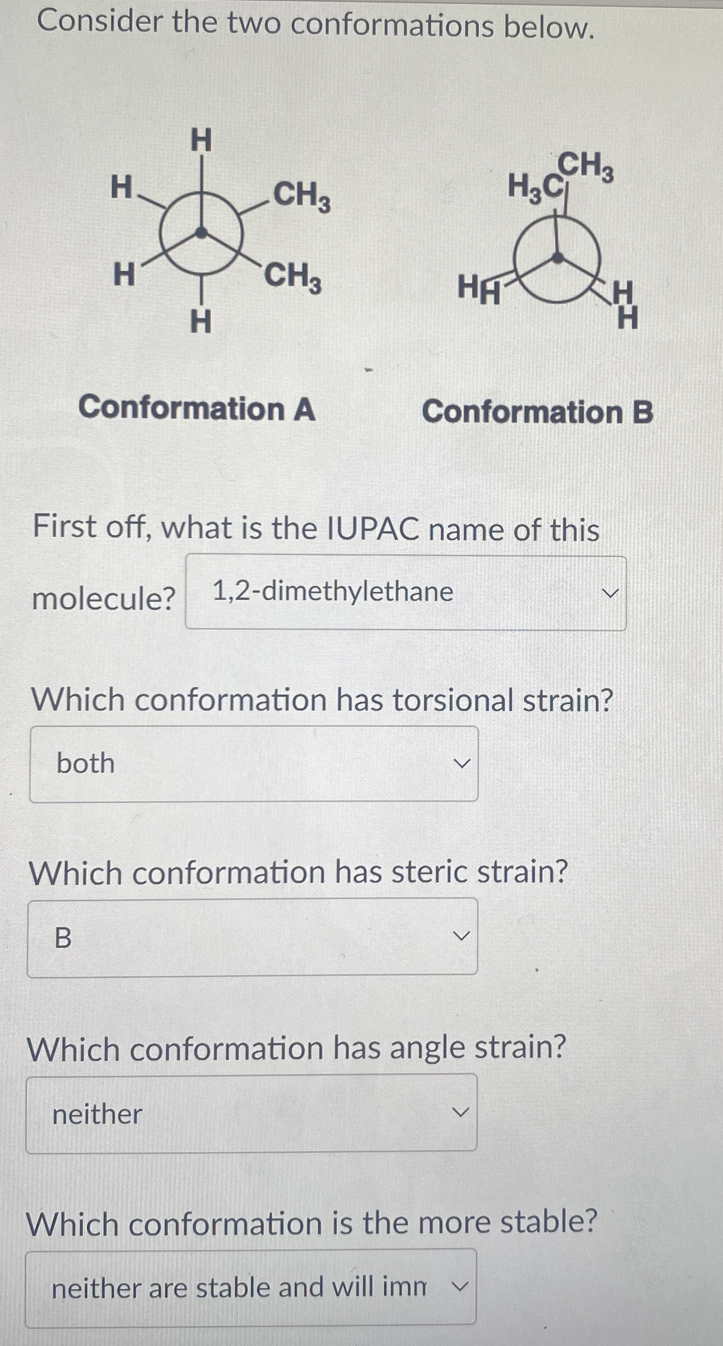 Solved Consider the two conformations below. Conformation | Chegg.com