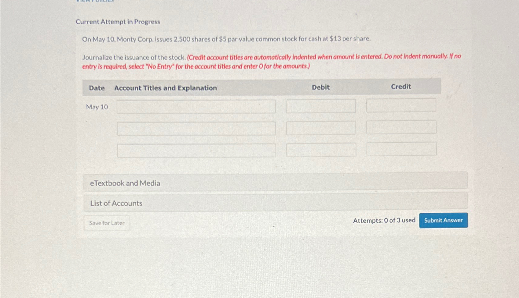Solved Current Attempt in ProgressOn May 10, ﻿Monty Corp, | Chegg.com