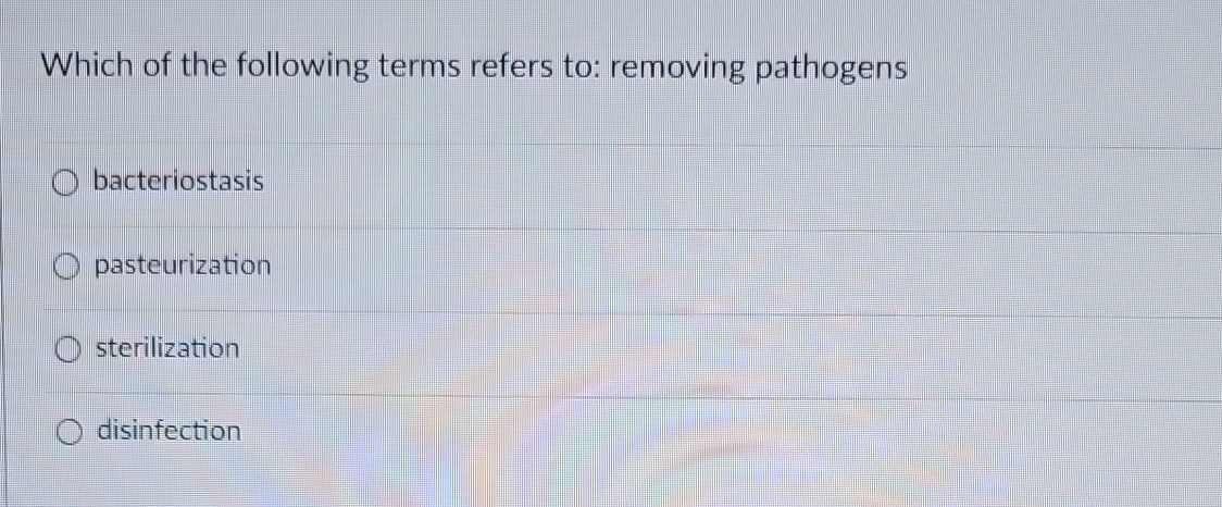 Solved Which of the following terms refers to: removing | Chegg.com