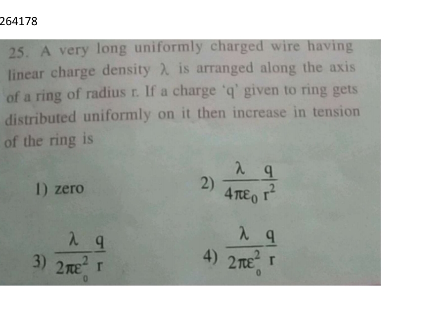 Solved 26417825. ﻿A very long uniformly charged wire having | Chegg.com
