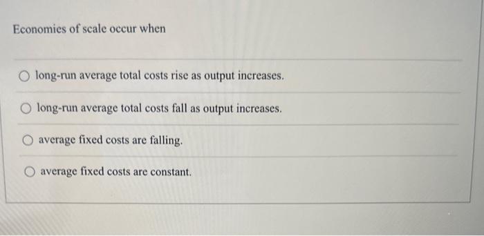 Solved What is the variable cost when quantity of output is | Chegg.com