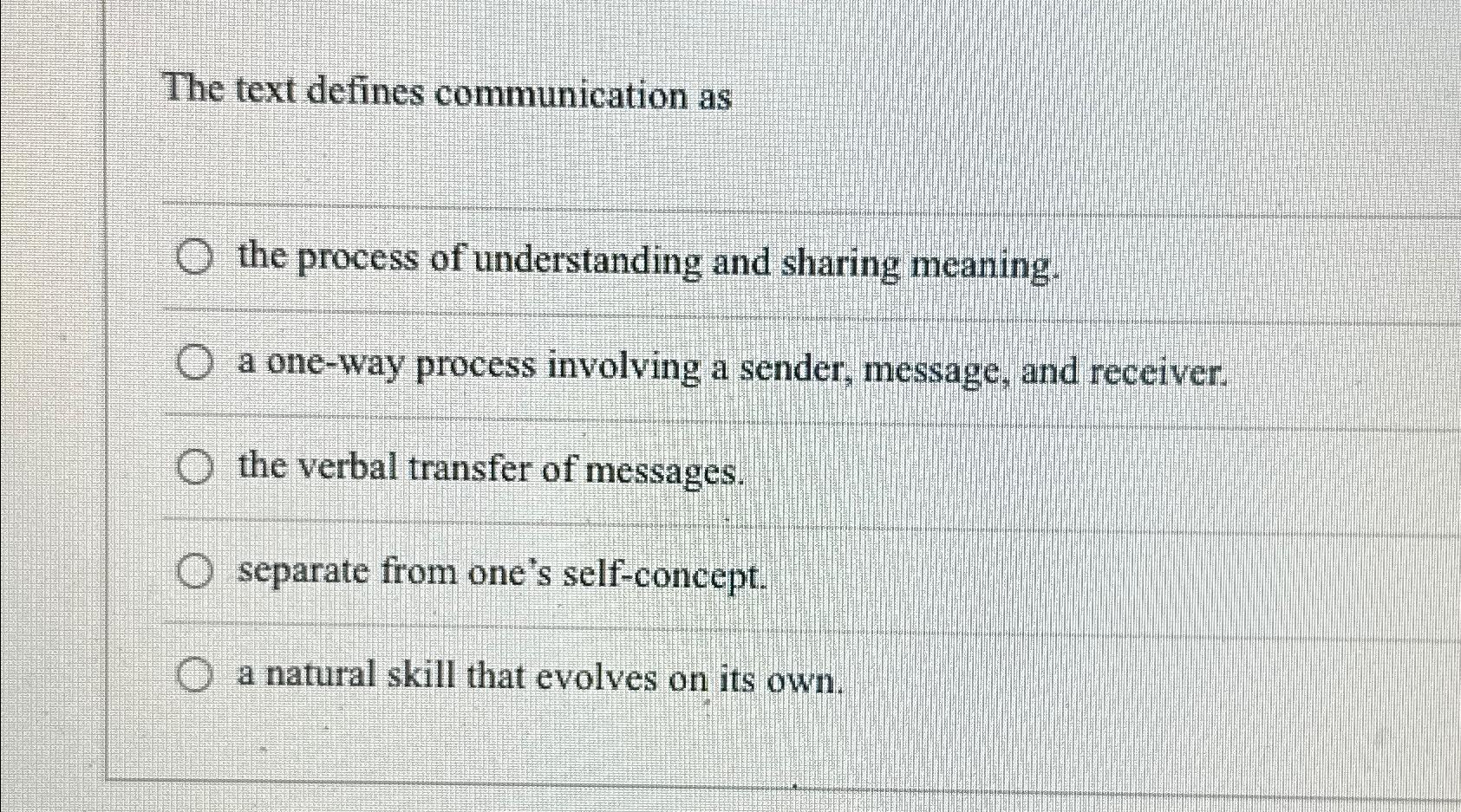 Solved The text defines communication asthe process of | Chegg.com