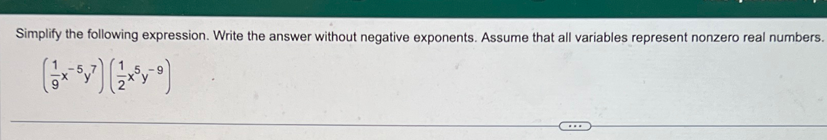 Solved Simplify the following expression. Write the answer | Chegg.com