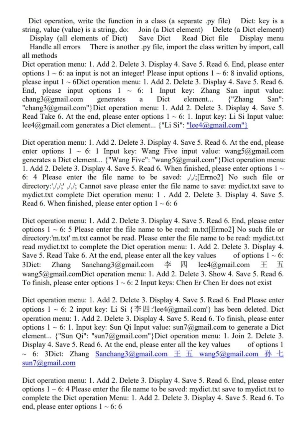 Dict operation, write the function in a class (a | Chegg.com