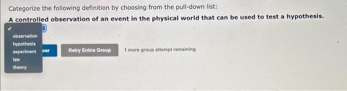 Solved Categorize the following definition by choosing from | Chegg.com