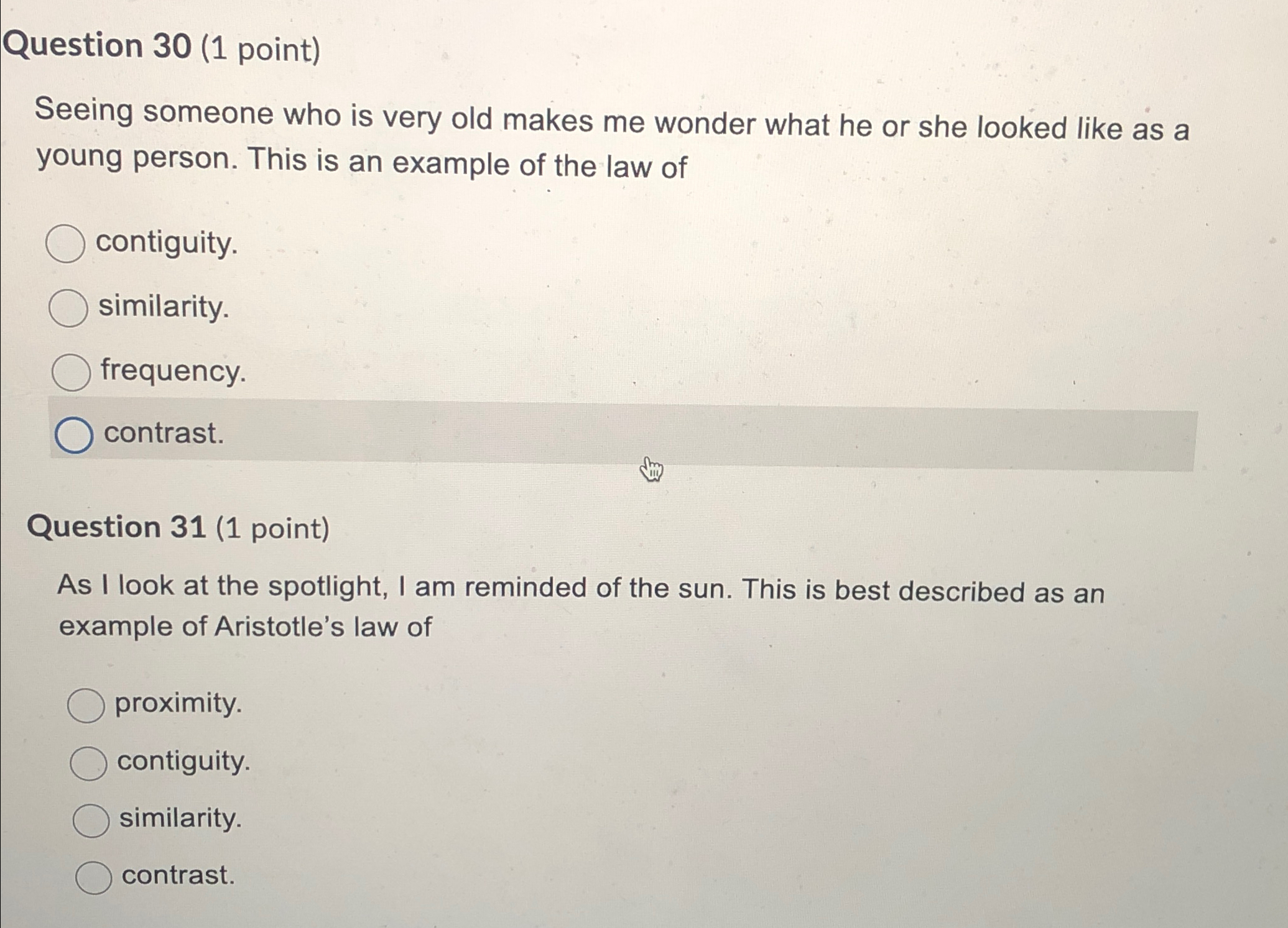 Solved Question 30 (1 ﻿point)Seeing someone who is very old | Chegg.com