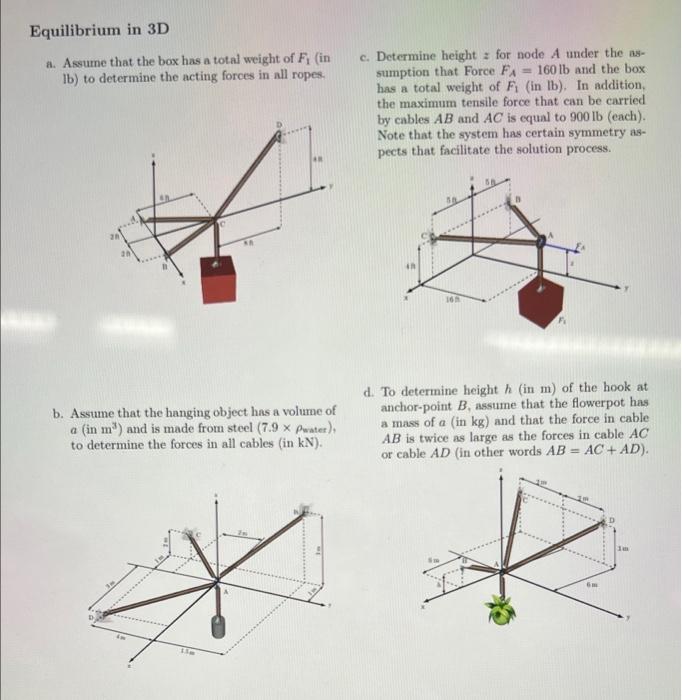 Solved Equilibrium in 3D a. Assume that the box has a total | Chegg.com