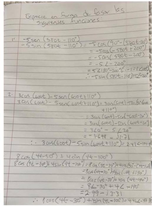 Solved please explain fully how the phasor form results are | Chegg.com