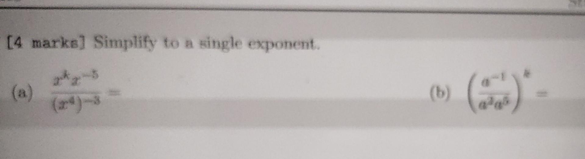 Solved (4 marks] Simplify to a single exponent. sky- (b) | Chegg.com