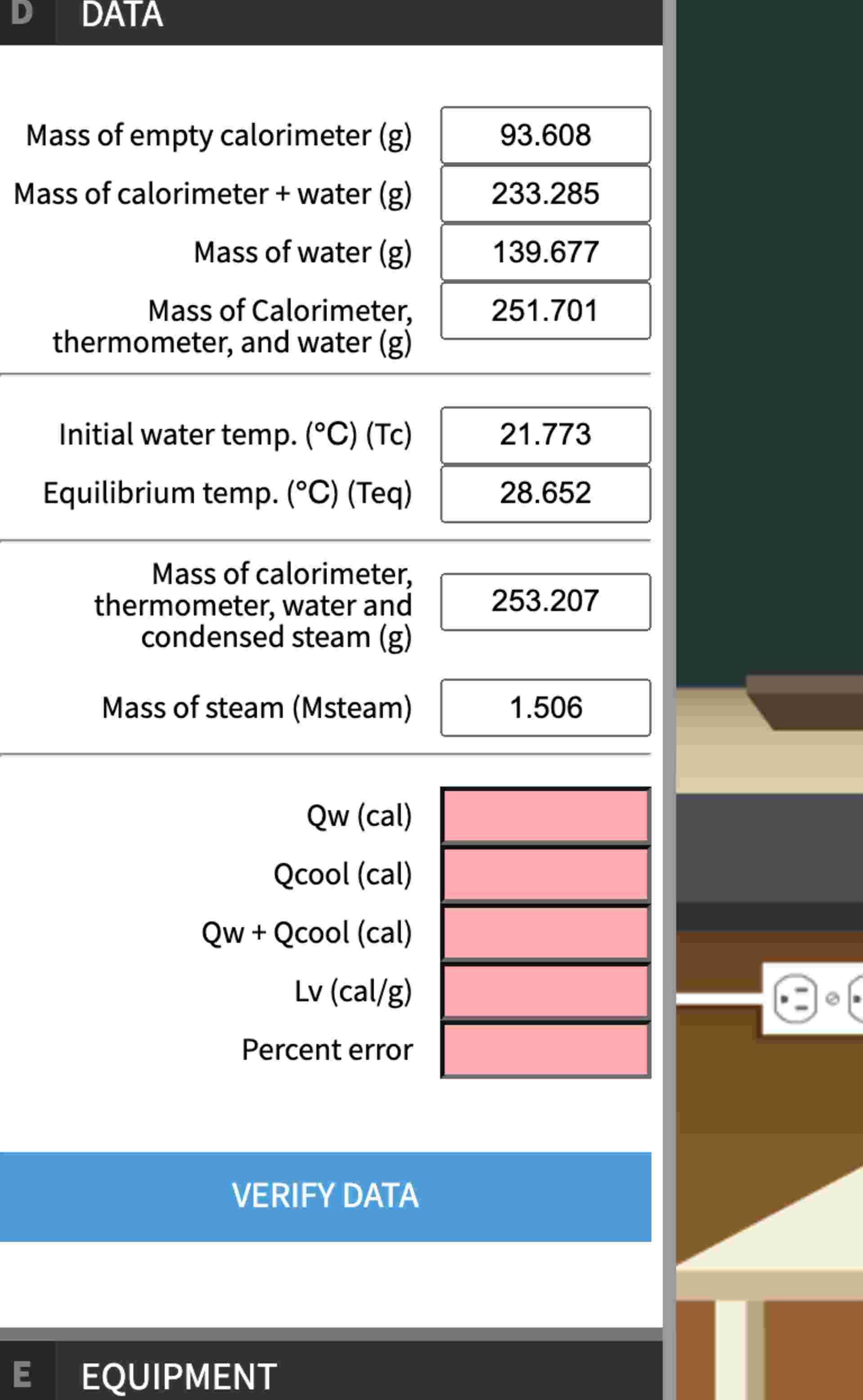 Solved DATAInitial water temp. (^(@)C)(Tc)21.773Equilibrium | Chegg.com