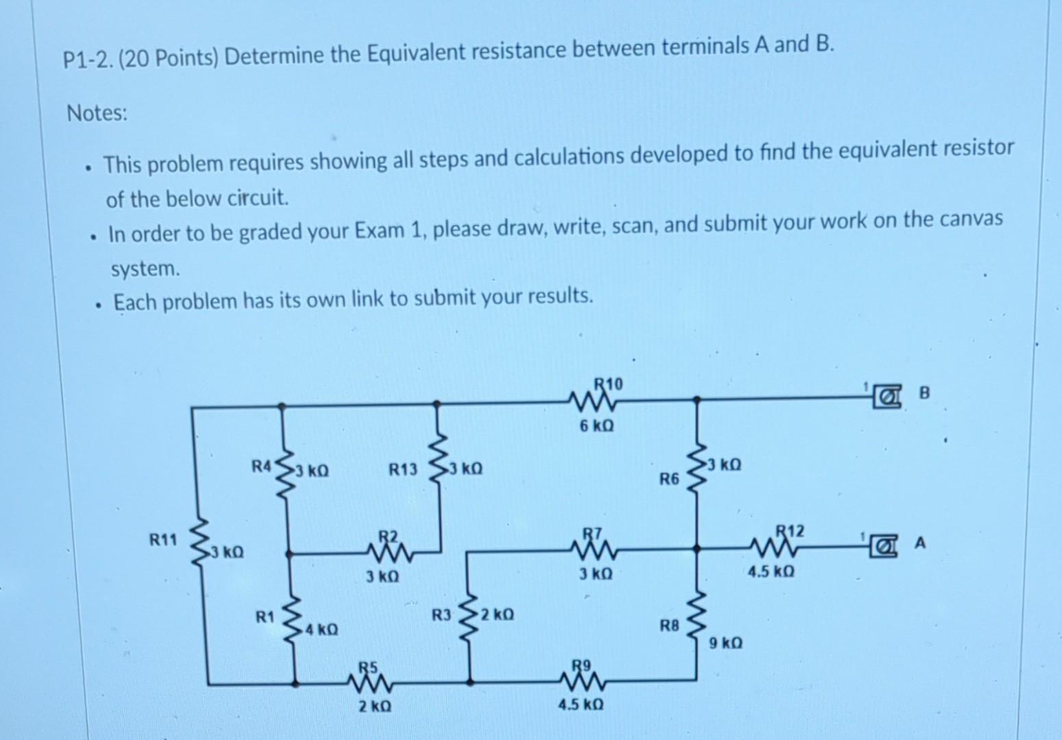 Solved P1-2. (20 Points) Determine the Equivalent resistance | Chegg.com