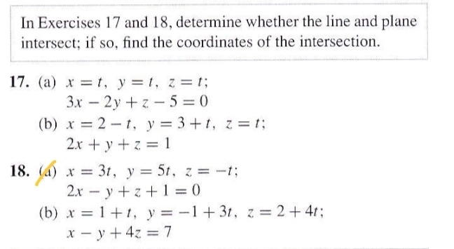 Solved In Exercises 17 ﻿and 18, ﻿determine whether the line | Chegg.com