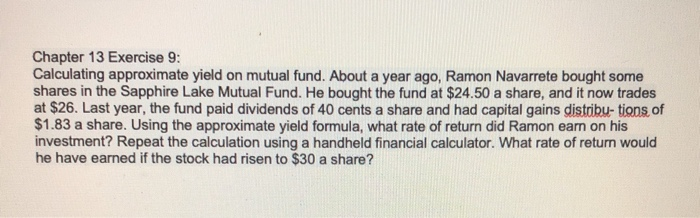 Solved Chapter 13 Exercise 9: Calculating approximate yield | Chegg.com