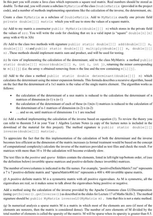 Solved In this part you will create a Java class which | Chegg.com