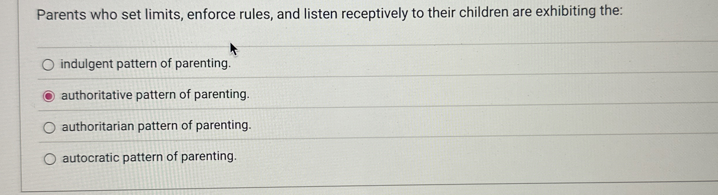Solved Parents who set limits, ﻿enforce rules, and listen | Chegg.com