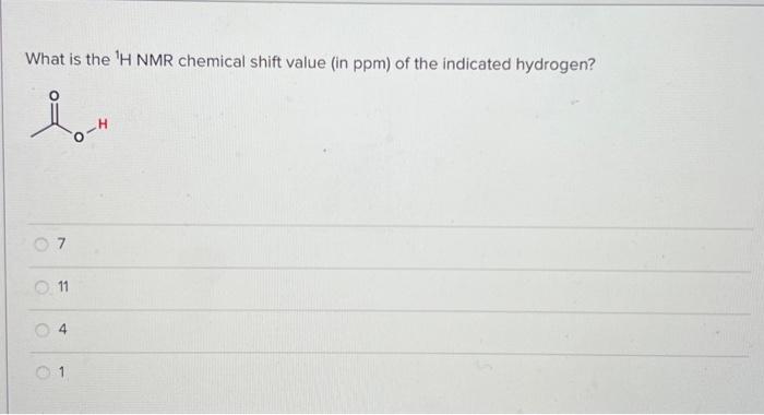 Solved What is the 1H NMR chemical shift value (in ppm) of | Chegg.com