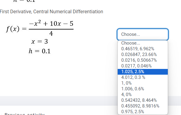 Solved First Derivative, Central Numerical | Chegg.com