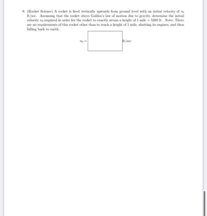 Solved 9. (Rocket Science) A rocket is fired vertically | Chegg.com