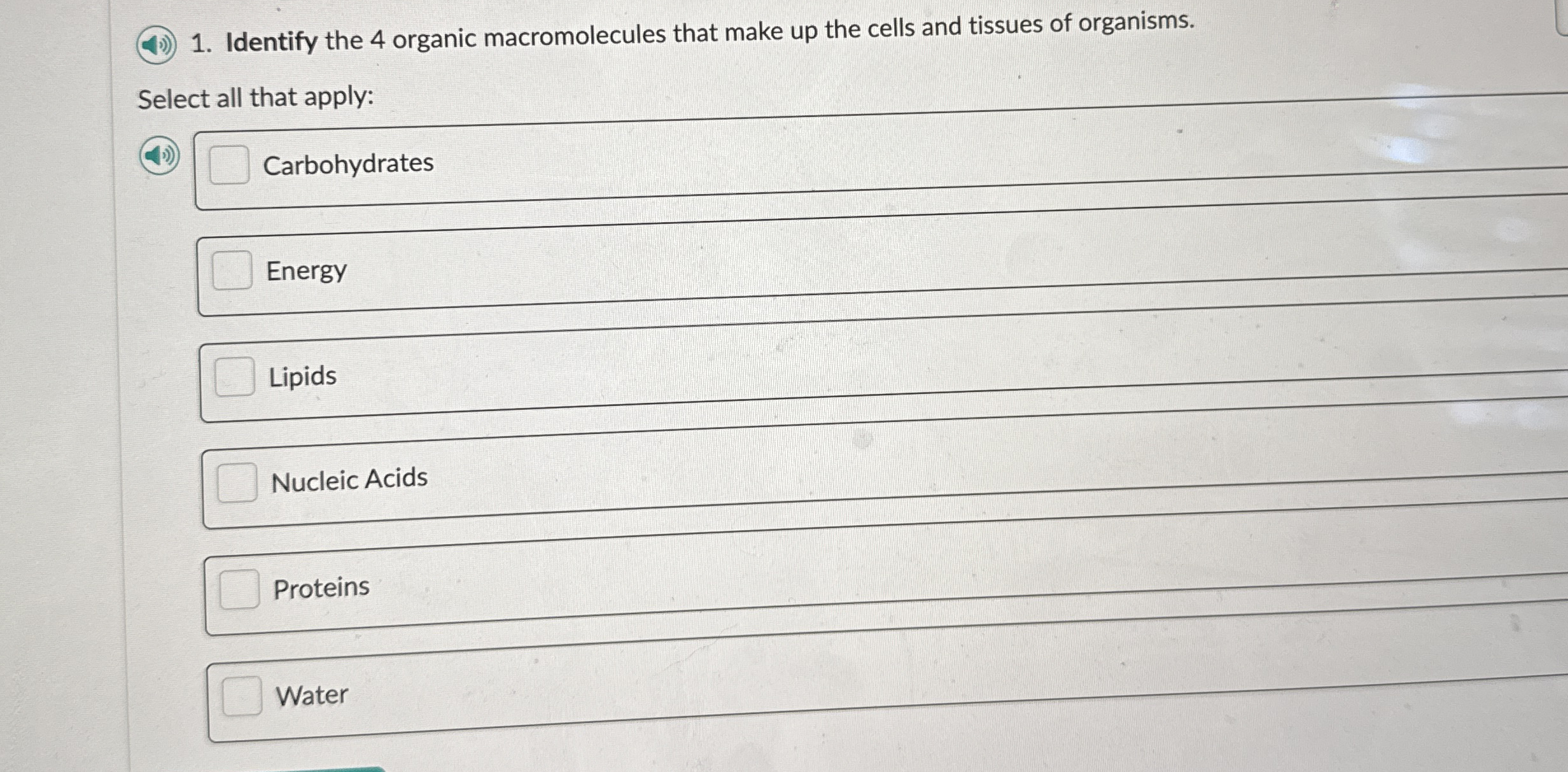 Solved Identify the 4 ﻿organic macromolecules that make up | Chegg.com