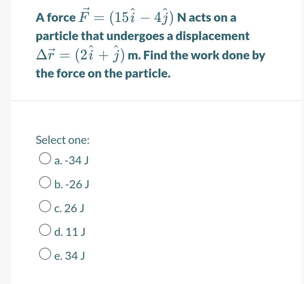 Solved A Force Ě 15î 4ņ Nacts On A F Particle That