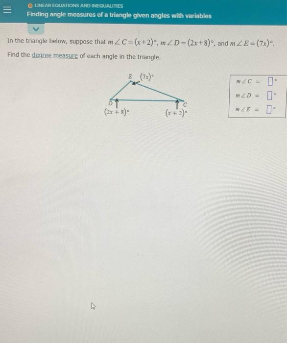 Solved O LINEAR EQUATIONS AND INEQUALITIES Finding angle | Chegg.com