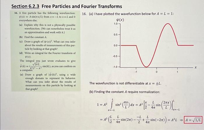 Solved Section 6.2.3 Free Particles and Fourier Transforms | Chegg.com