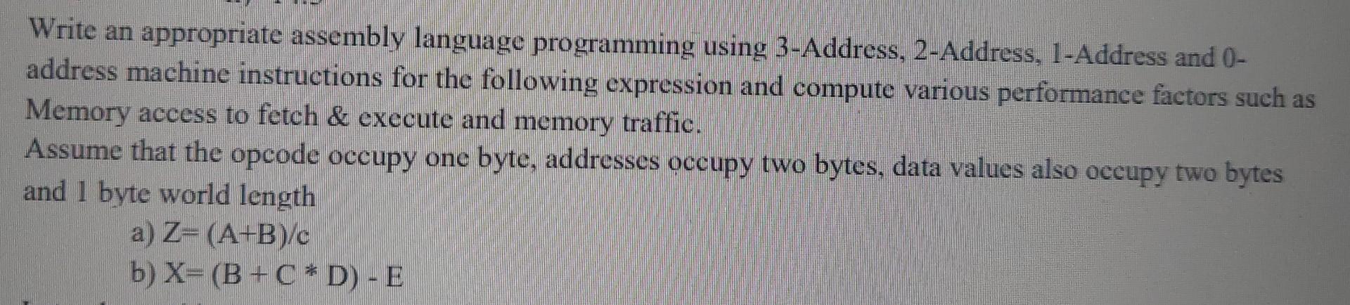 Solved Write an appropriate assembly language programming | Chegg.com