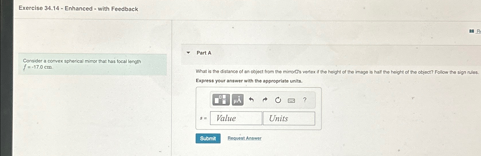 Solved Exercise 34.14 - ﻿Enhanced - ﻿with FeedbackConsider a | Chegg.com