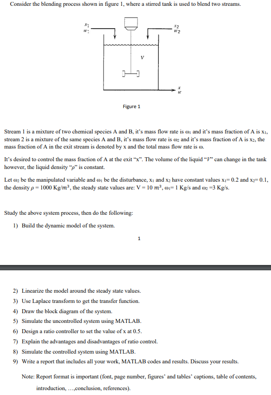 Consider the blending process shown in figure 1, | Chegg.com