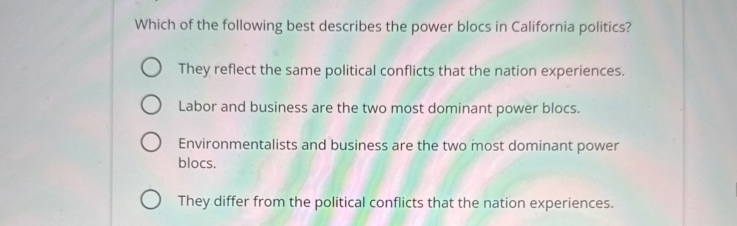 Solved Which of the following best describes the power blocs | Chegg.com