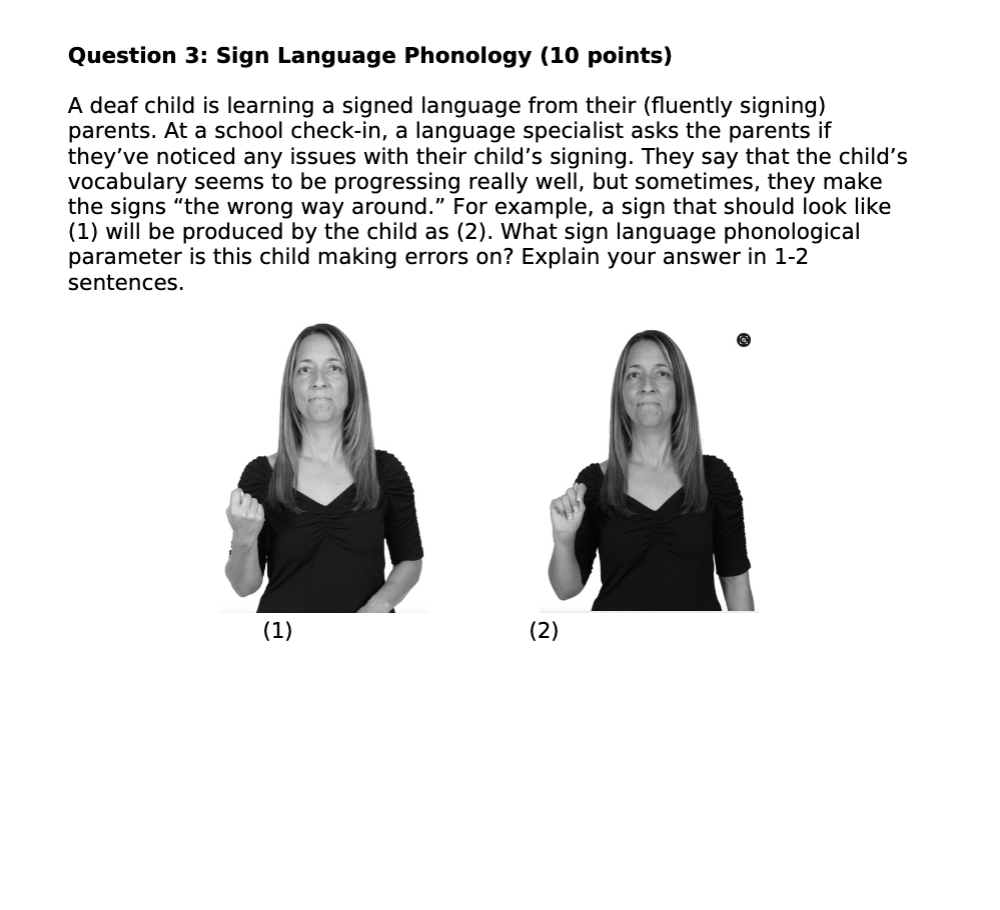 Question 3: Sign Language Phonology (10 ﻿points)A | Chegg.com