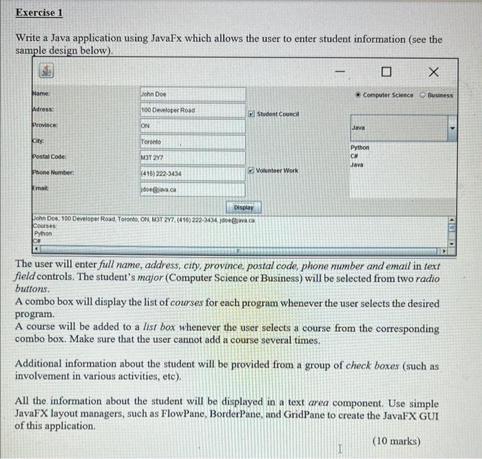 Solved Write a Java application using JavaFx which allows | Chegg.com