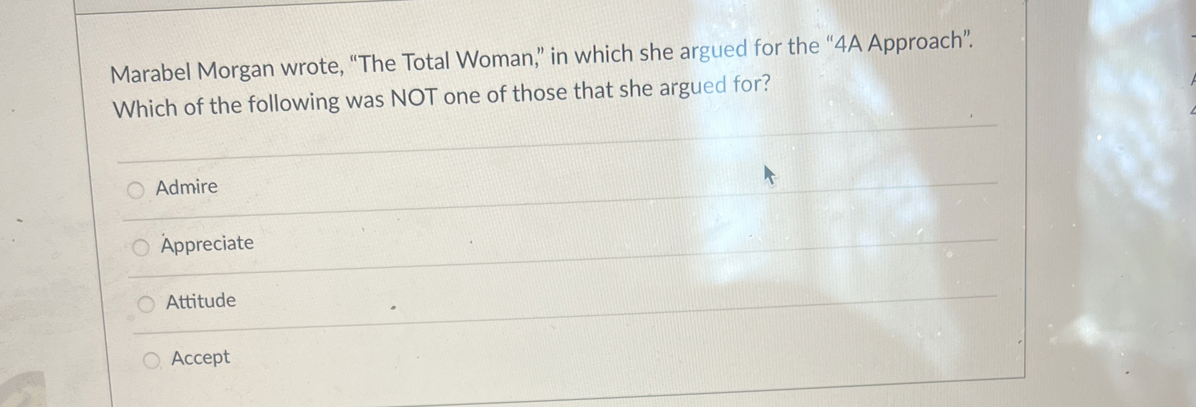 Solved Marabel Morgan wrote, "The Total Woman," in which she | Chegg.com
