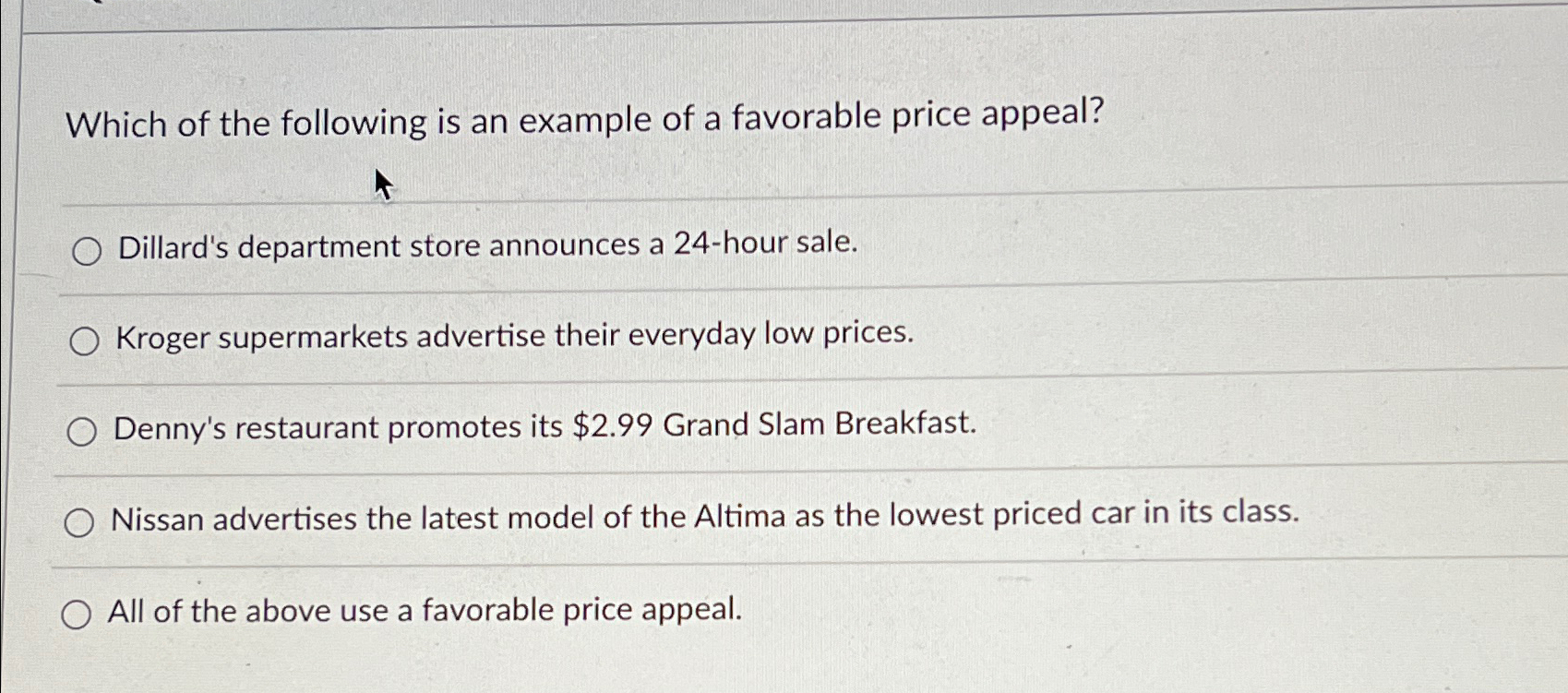Solved Which of the following is an example of a favorable | Chegg.com