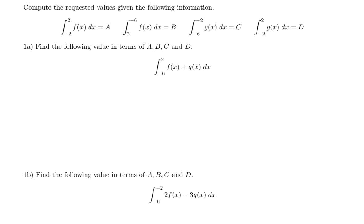 Solved Compute the requested values given the following | Chegg.com