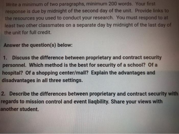 Solved Write a minimum of two paragraphs, minimum 200 words. | Chegg.com