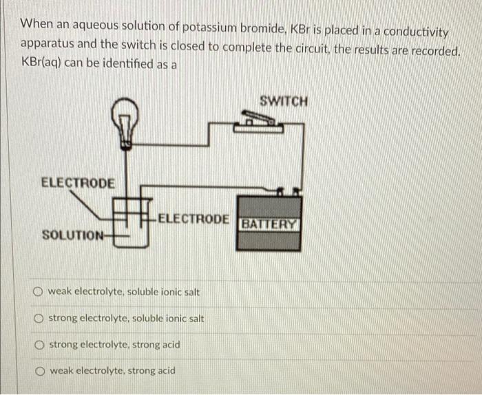 Solved When an aqueous solution of potassium bromide, KBr is | Chegg.com