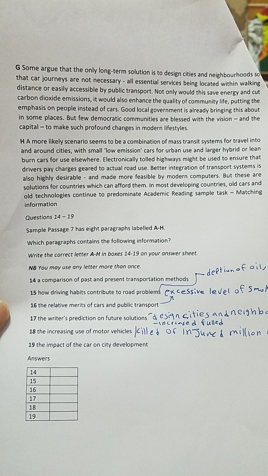 Solved Academic Reading sample task - Matching information A | Chegg.com