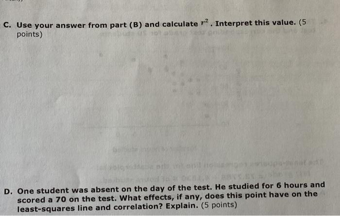 Solved The scatterplot below shows the number of hours spent | Chegg.com