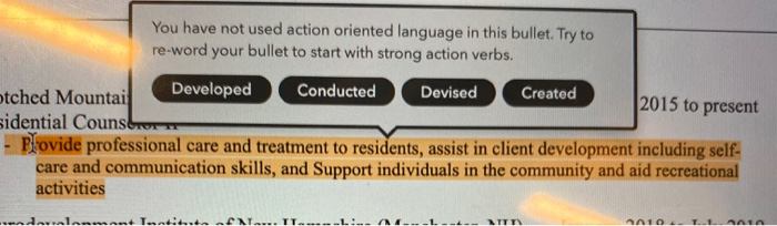 Solved You have not used action oriented language in this | Chegg.com